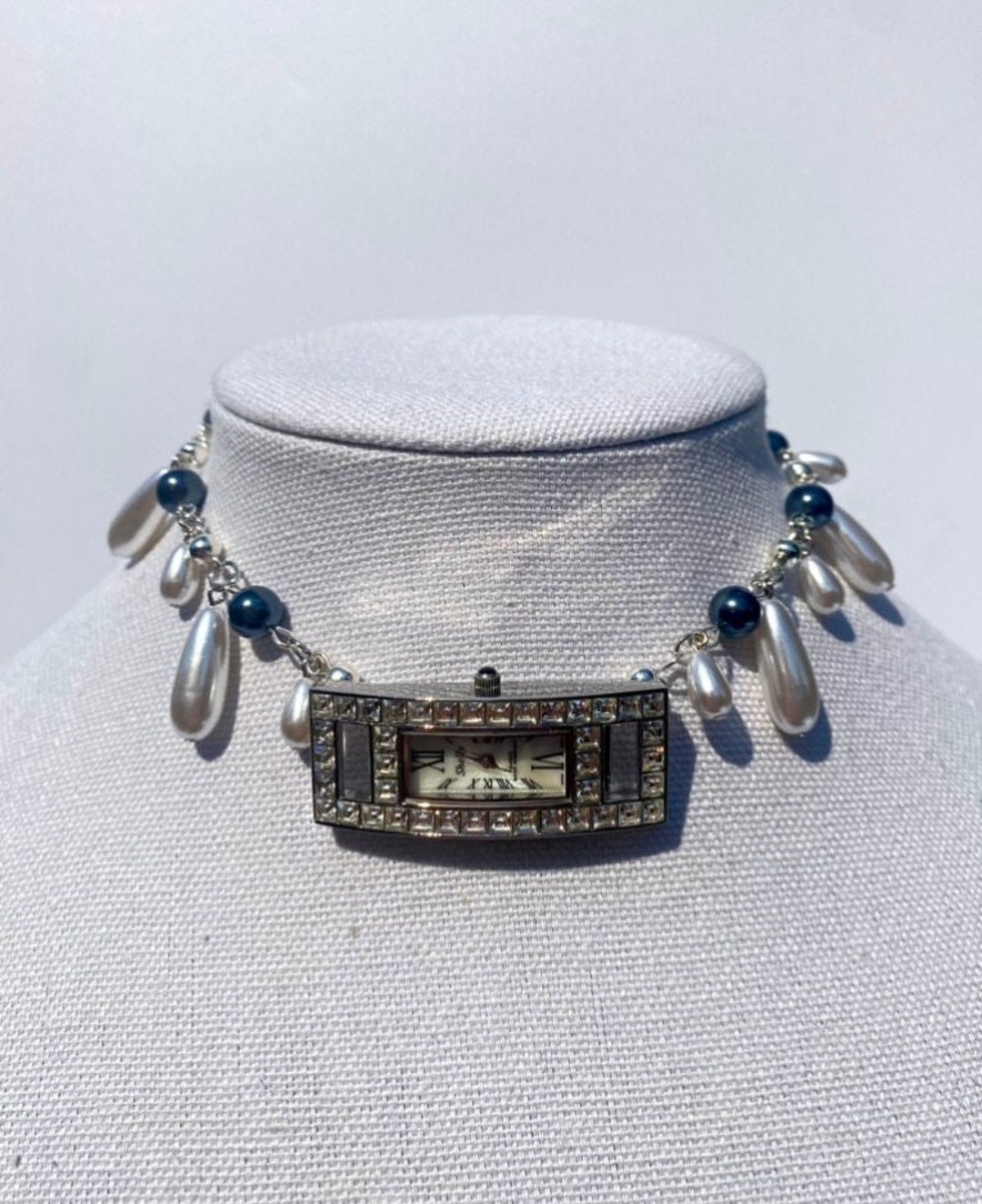 Silver Dripping Pearls Watch Necklace - Etsy