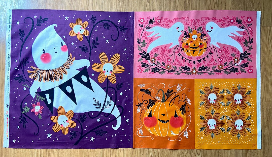 Panel | Ghostly Greetings Fabric by Cori Dantini (half Yard) - Etsy