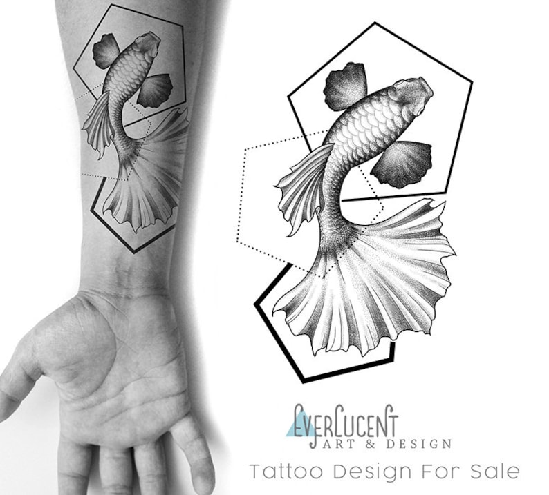 Geometric Guppy Tattoo Design + Stencil - Etsy