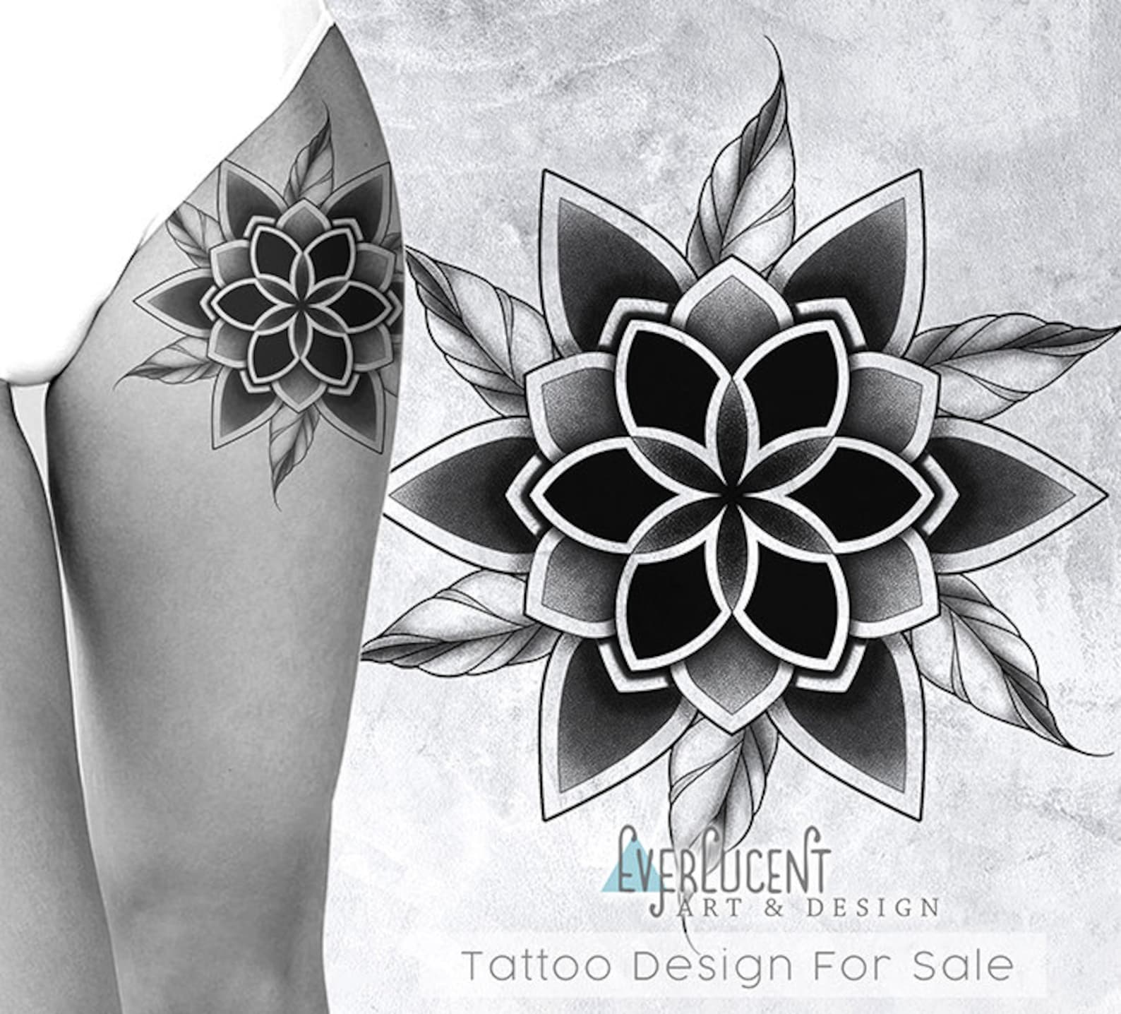 Mandala Leafy Tattoo Design + Linework (digital Download) - Etsy