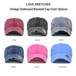 Custom Hat, Embroidered Vintage Washed Distressed Cotton Dad Hat ...