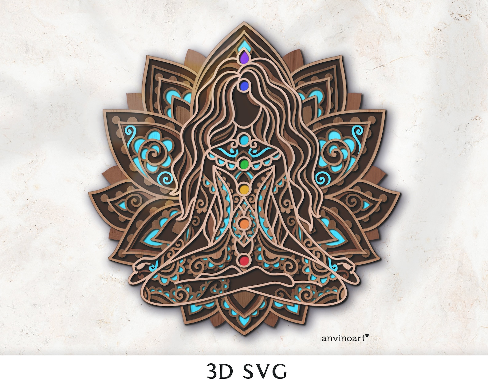 Yoga Svg, 3d Mandala Svg, Yoga 3d, Layered Svg, Layered Mandala Svg ...