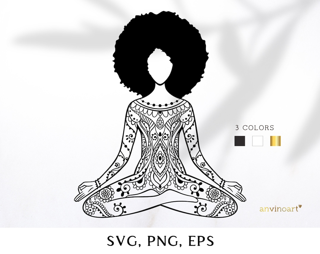 Afro Black Woman Yoga, Yoga Svg, Afro Woman Svg, Yoga Png, Yoga Clipart ...