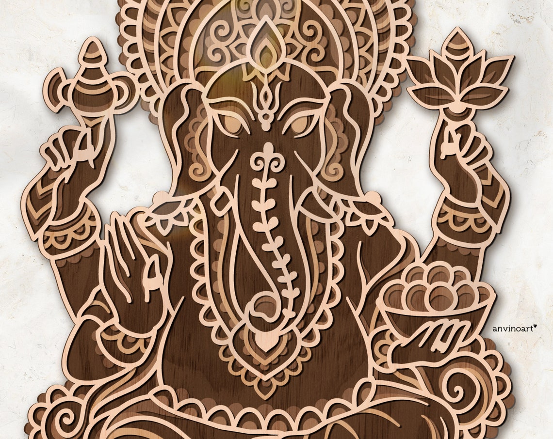 Ganesha Svg, Multilayer Svg, Laser Cut File Wood, Layered DXF, Yoga 3d ...