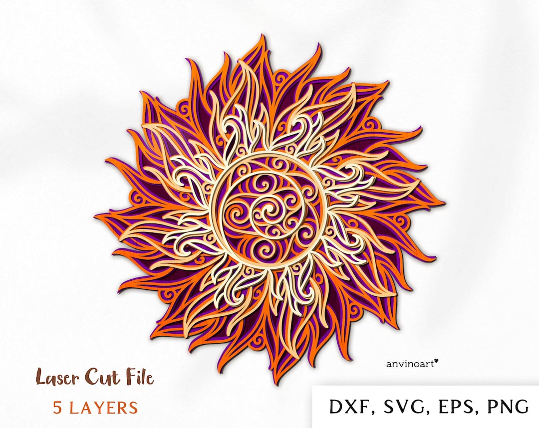 Sunny 3d Svg, Multilayer Svg, Laser Cut File Wood, DXF, Yoga 3d Layered ...