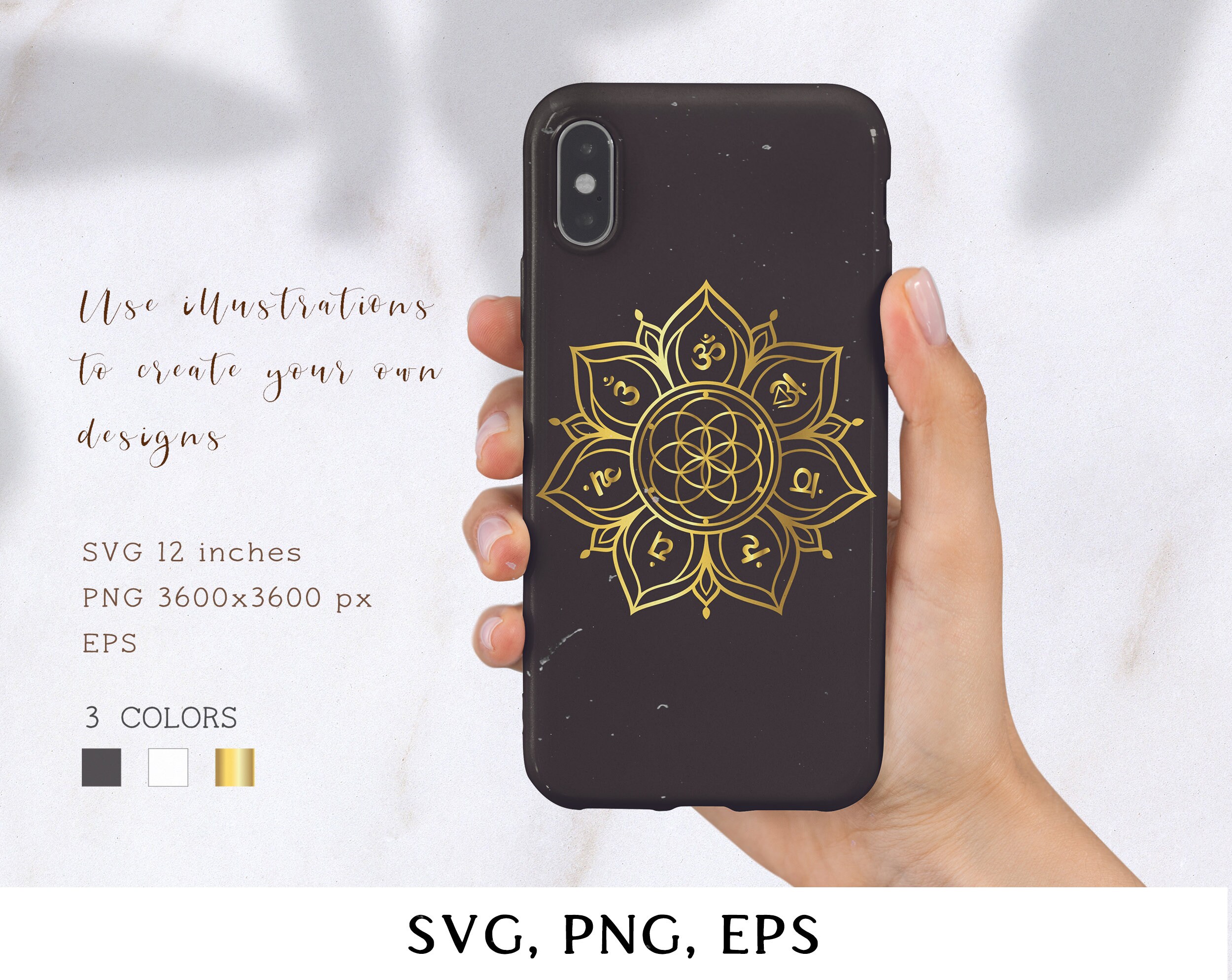 Chakra SVG, Yoga Svg, Sacred Geometry Svg, Chakra Om Flower, Om, Zen ...