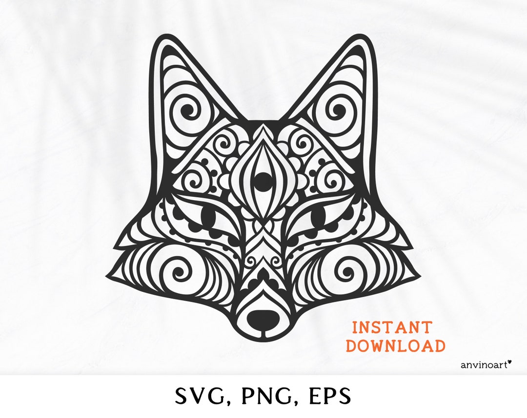 Fox Svg, Fox Mandala Svg, Fox Svg Cut File, Fox Mandala Clipart, Fox ...