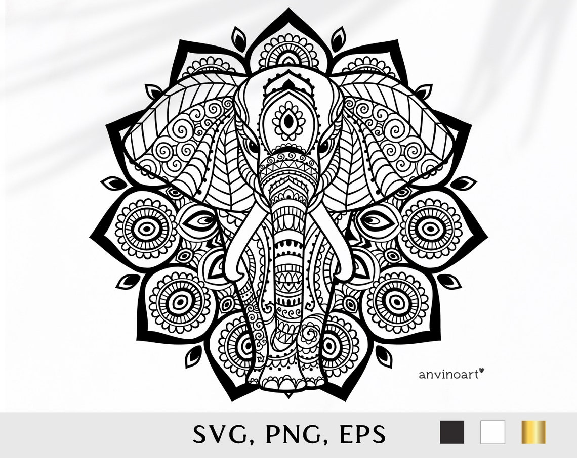 Elephant Mandala Svg, Elephant Svg, Svg Cut Files, Animal Svg ...