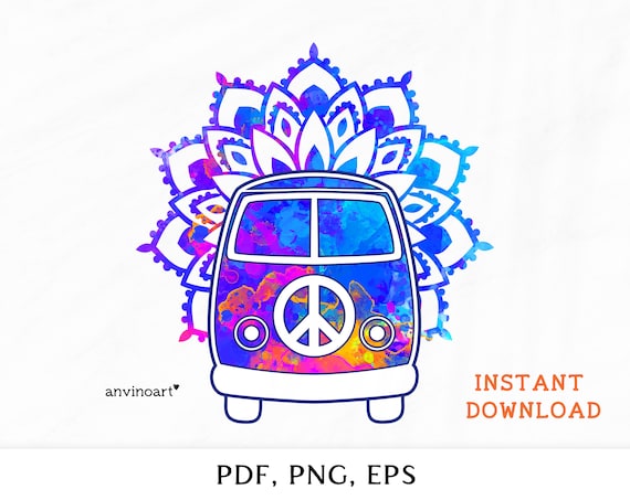 Hippy Van Png Hippie Png Retro Png Hippie Sublimation - Etsy