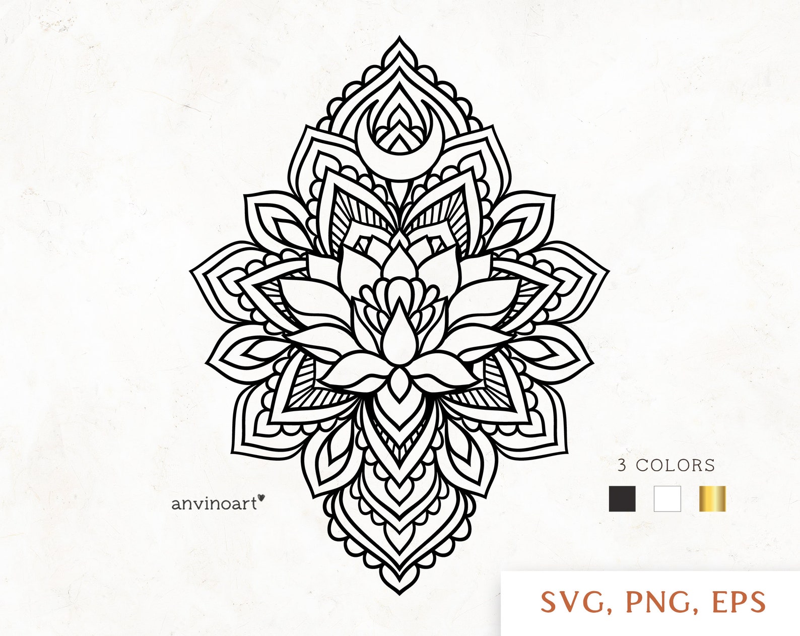 Mandala Svg, Lotus Svg, Lotus Flower Svg, Boho Svg, Mandala Png ...