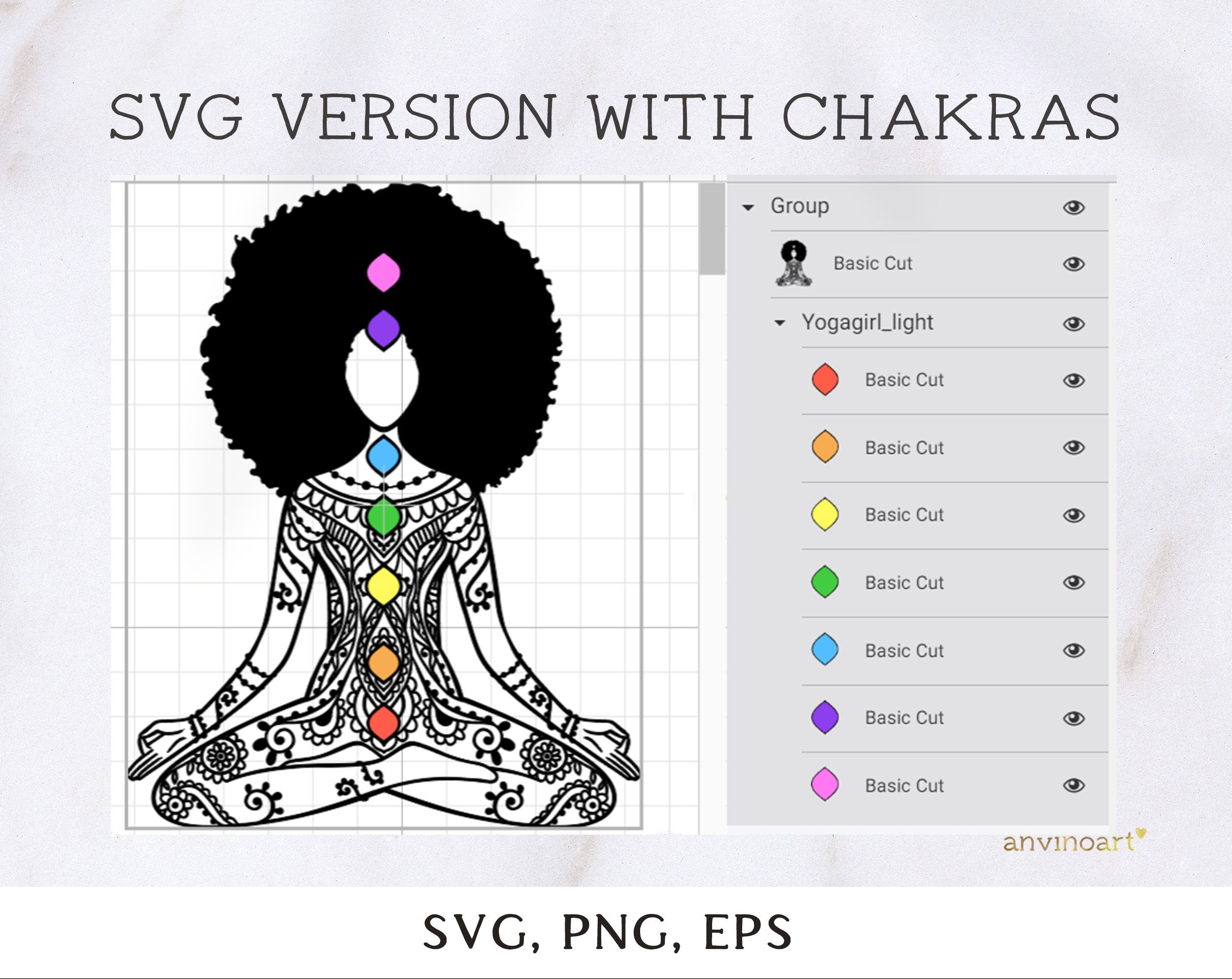 Yoga Mandala Svg, Chakra Svg, Afro Black Woman, Yoga Svg, Silhouette ...