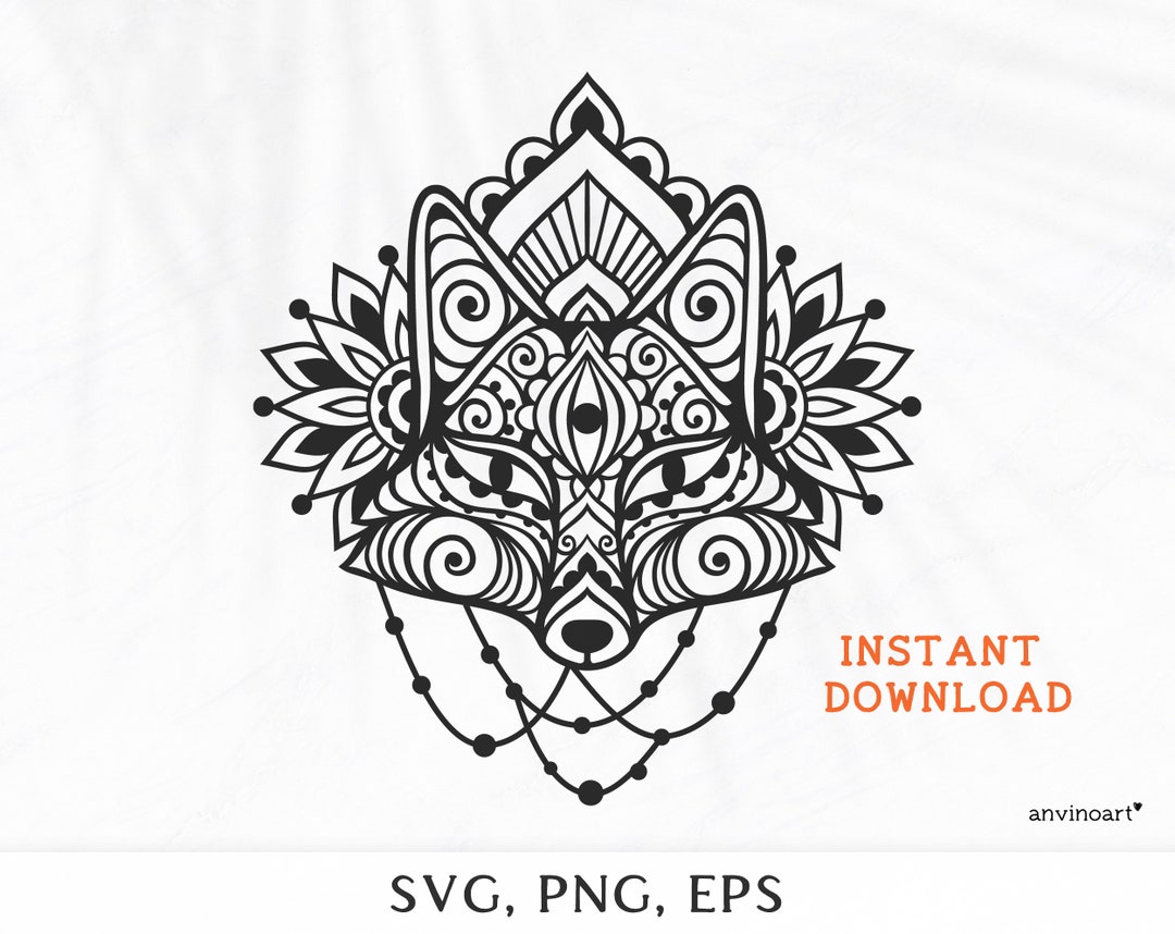 Fox Mandala Svg, Fox Svg, Fox Svg Cut File, Fox Mandala Clipart, Files ...