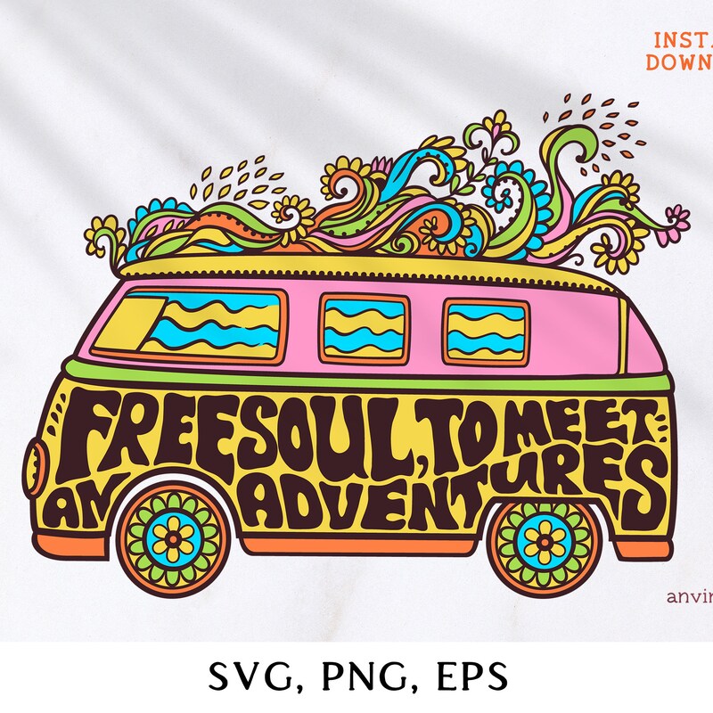 Hippie Van Svg - Etsy