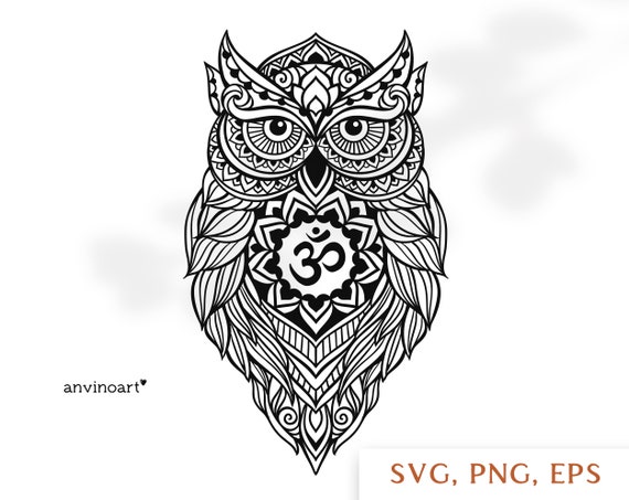 Owl SVG Owl OM Bird Svg Owl Silhouette Clipart Cutting Zen | Etsy