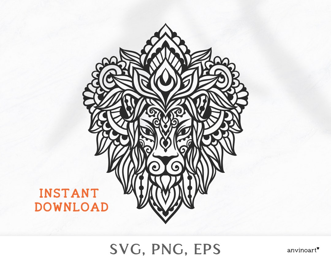 Lion Svg Mandala Lion Head Svg Paper Cutting Henna Cut - Etsy
