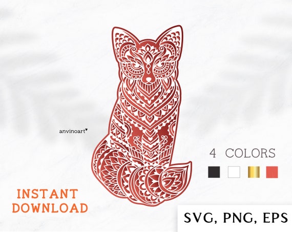Fox Mandala Svg Fox Svg Fox Zentangle Clipart Fox Mandala | Etsy