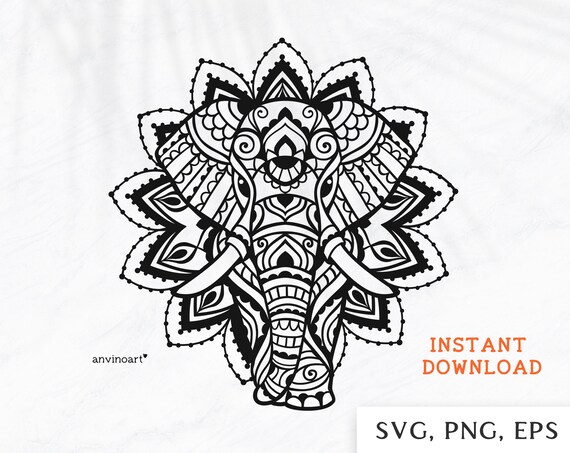 Zentangle Elephant Svg