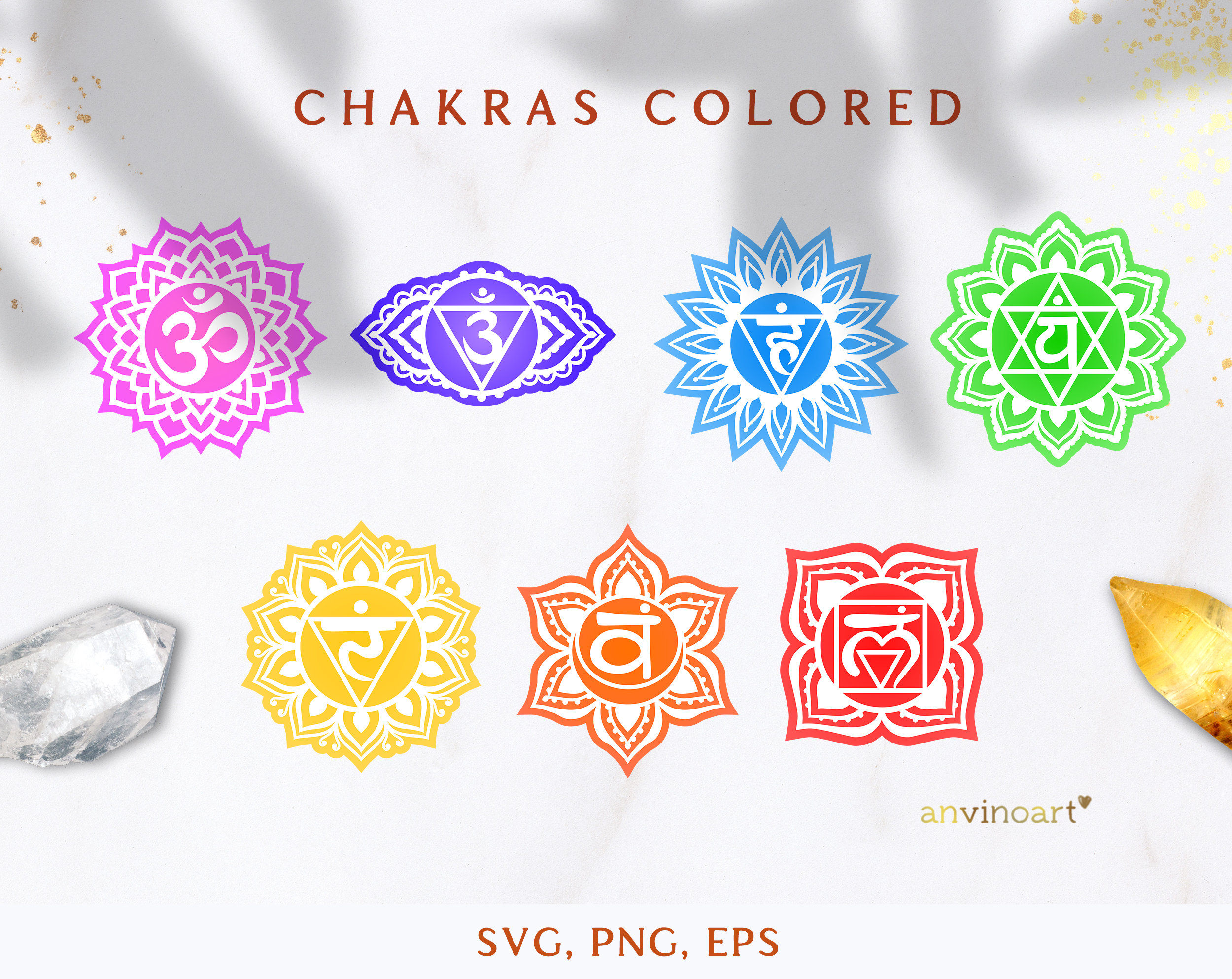 Chakra SVG chakra clipart chakra png om svg mandala | Etsy