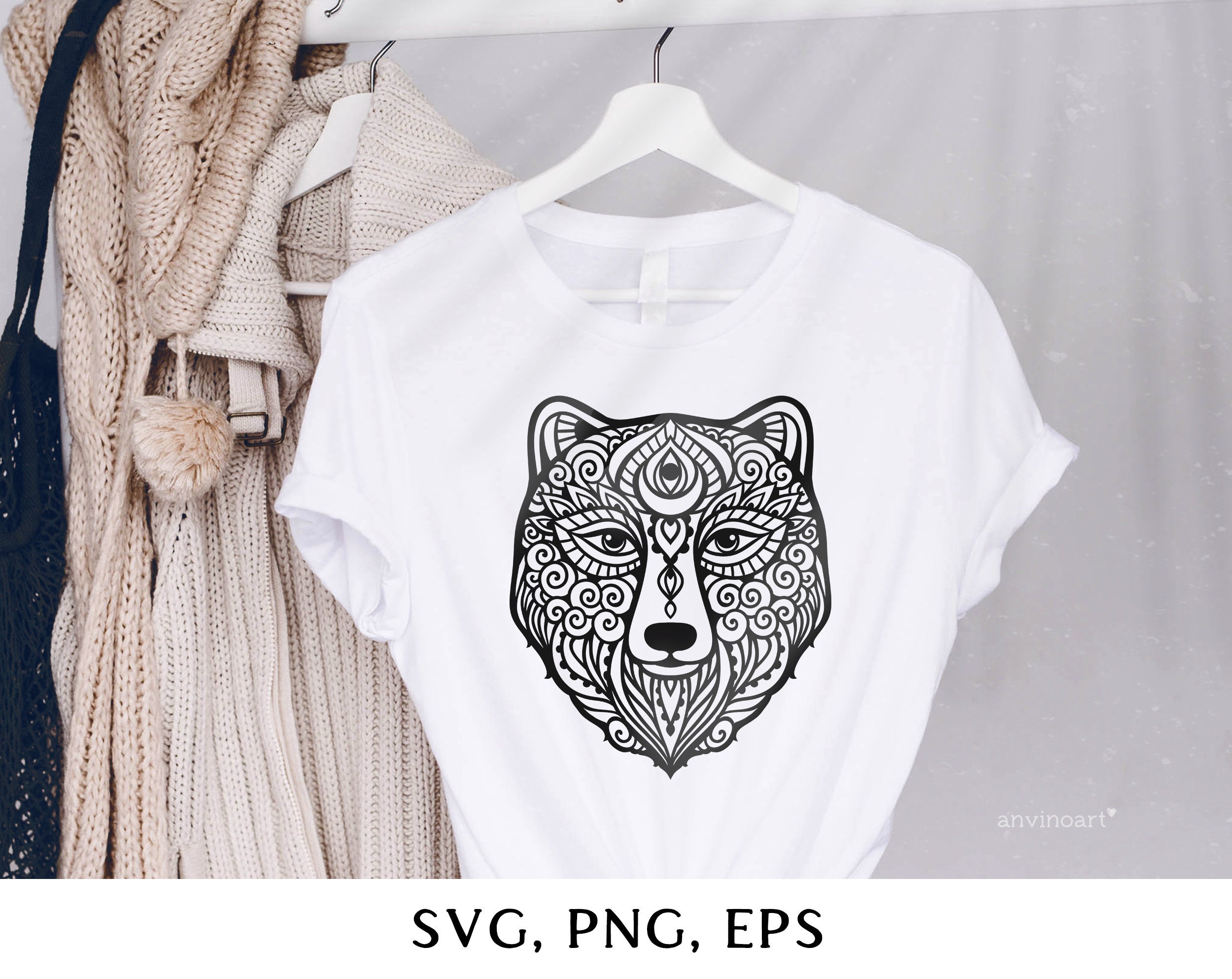 Bear SVG Bear Mandala SVG Head Png Zentangle SVG Files for - Etsy