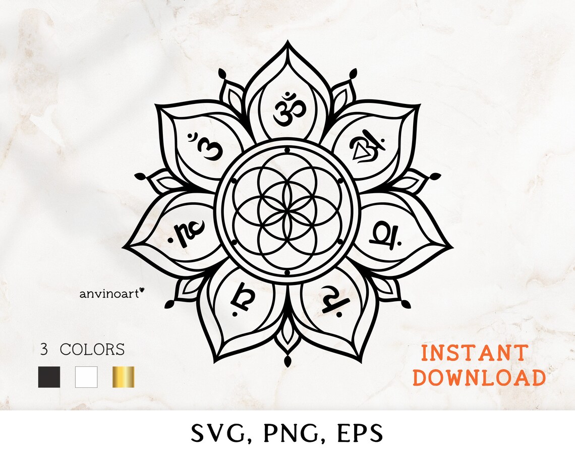 Chakra SVG Yoga Svg Sacred Geometry Svg Chakra Om Flower - Etsy