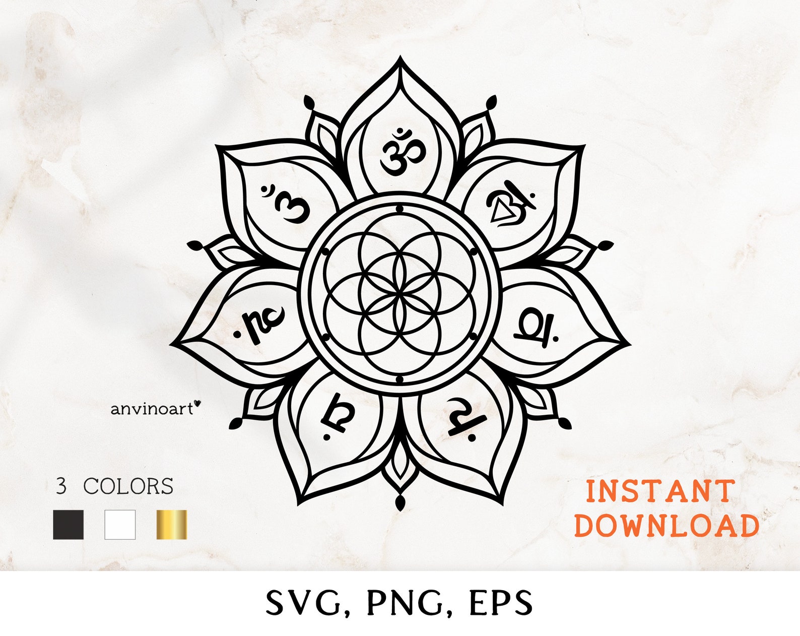 Chakra SVG Yoga Svg Sacred Geometry Svg Chakra Om Flower - Etsy