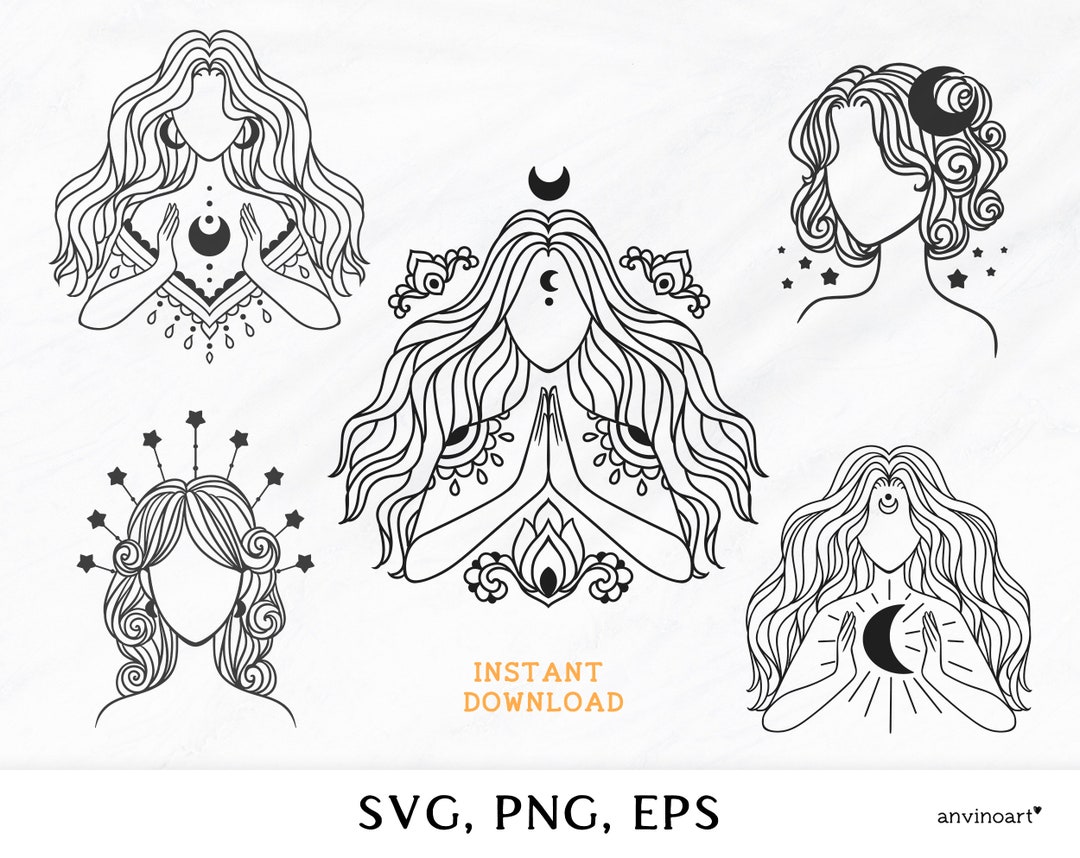 Goddess Svg, Mystical Goddess Svg, Yoga Svg, Yoga Pose Svg, Witches Png ...