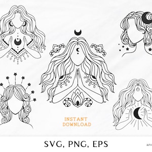 Goddess Svg, Mystical Goddess Svg, Yoga Svg, Yoga Pose Svg, Witches Png ...