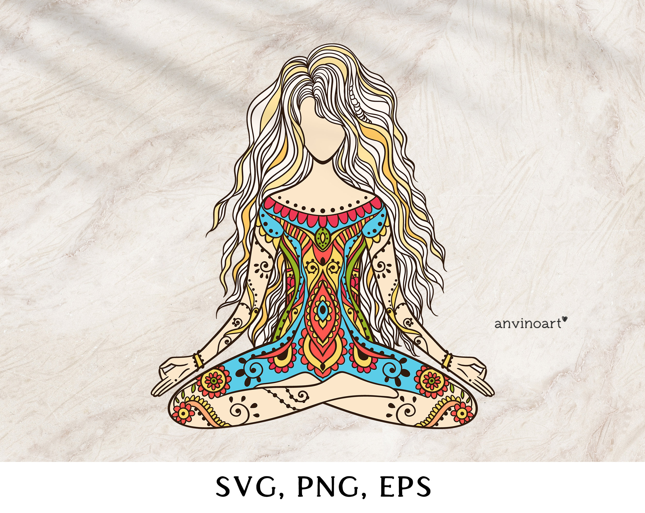 Yoga mandala svg clipart set meditation namaste yoga clipart | Etsy