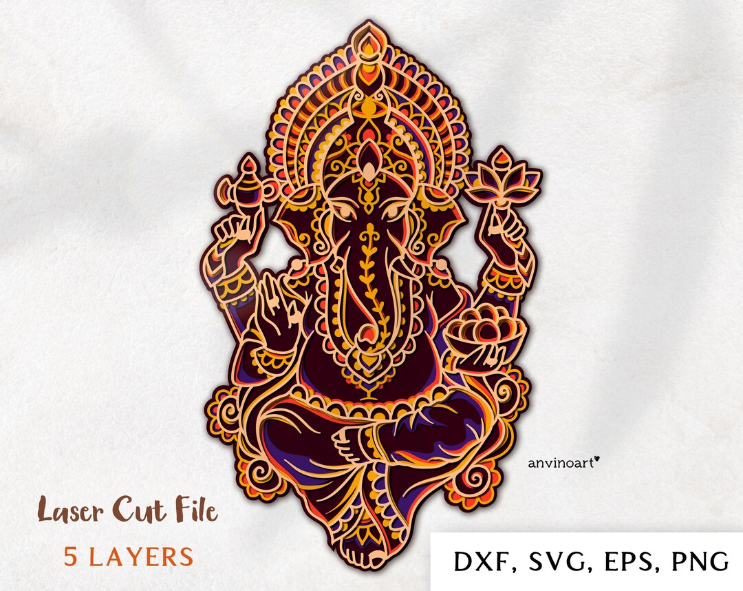 Ganesha 3d Svg, Multilayer Svg, Laser Cut File Wood, Layered DXF, Yoga ...