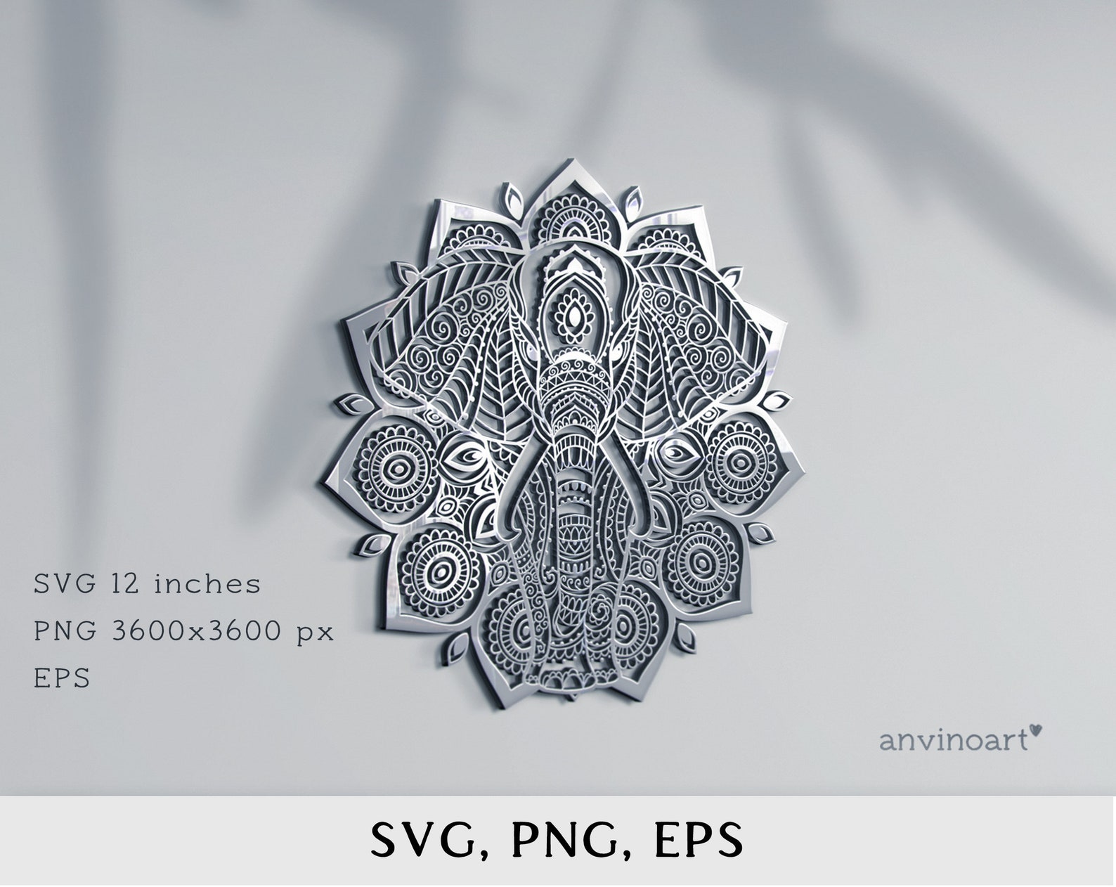 Elephant Mandala Svg, Elephant Svg, Svg Cut Files, Animal Svg ...