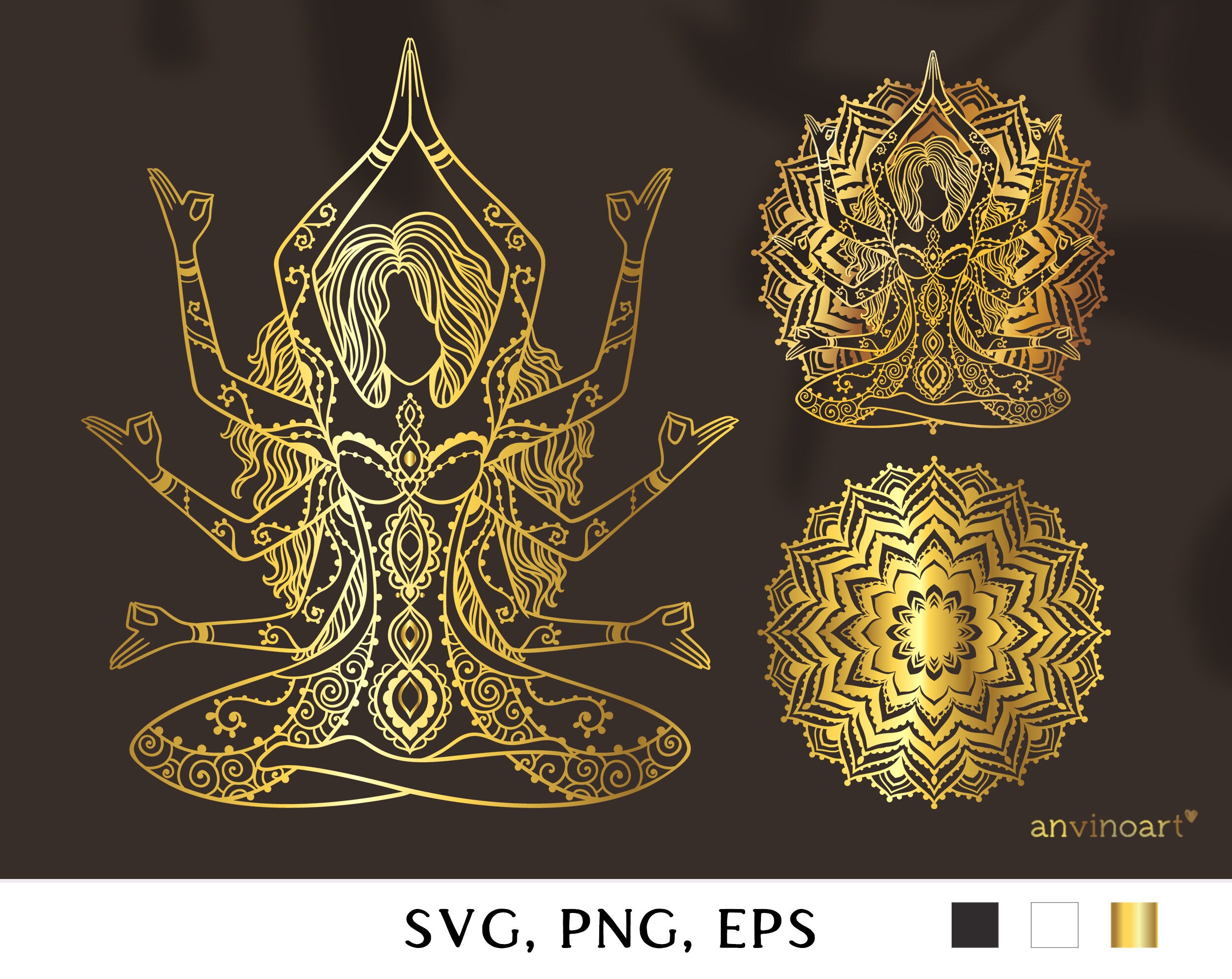 Goddess Svg Yoga Svg Yoga Clipart Meditation Svg Mandala - Etsy