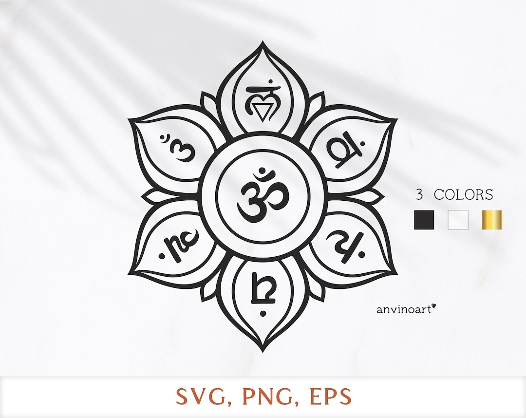 Chakra SVG, Chakra Flower, Om, Om Svg, Yoga Svg, Meditation Svg Yoga ...