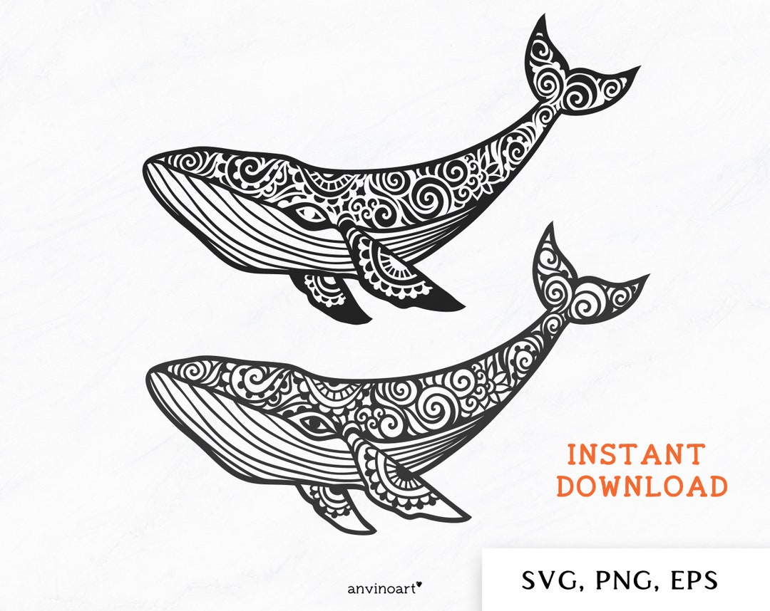 Ballena svg, Mandala ballena svg, zentangle ballena svg, Tribal svg ...