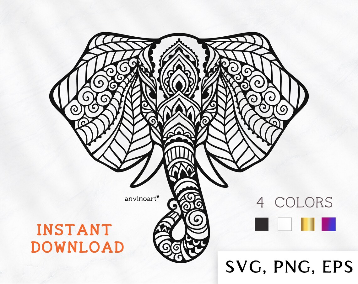 Elephant Svg Elephant Mandala Svg Elephant Png Svg Cut - Etsy
