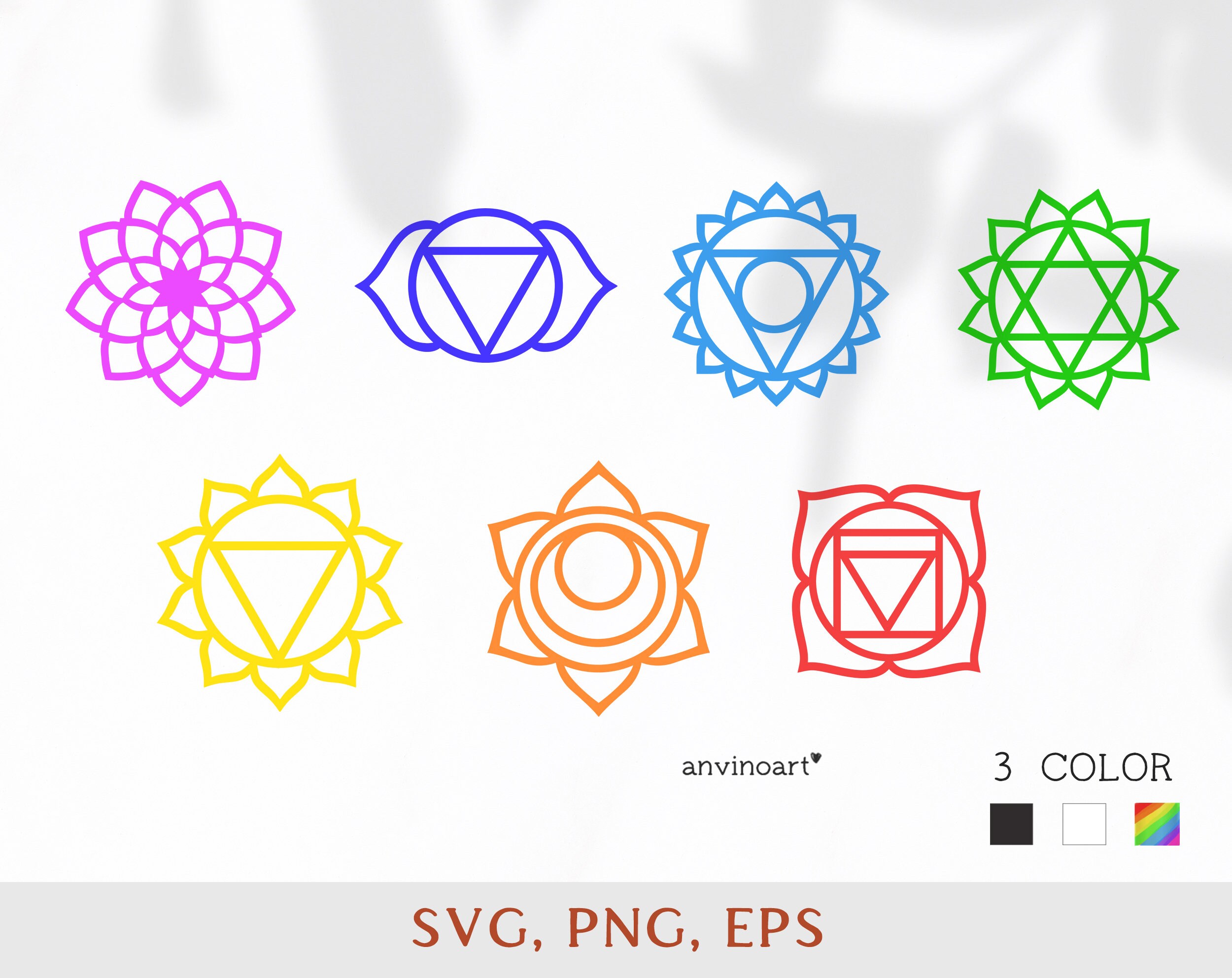 Chakra svg 7 chakra yoga svg Mandala Svg chakra symbol svg - Etsy España
