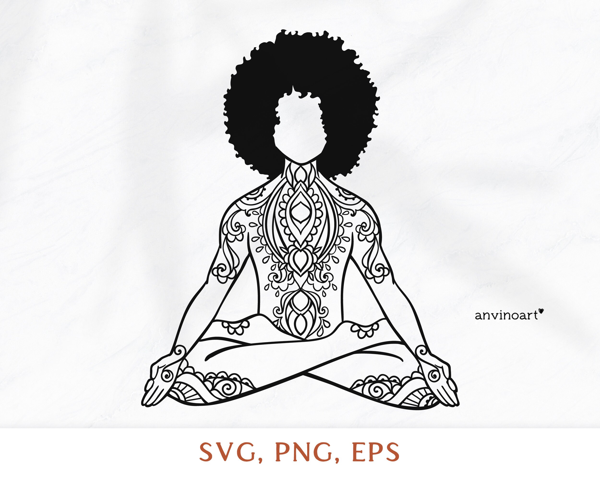 Yoga Svg Yoga Afro Man Svg Yoga Afro Silhouette Svg Buddha - Etsy
