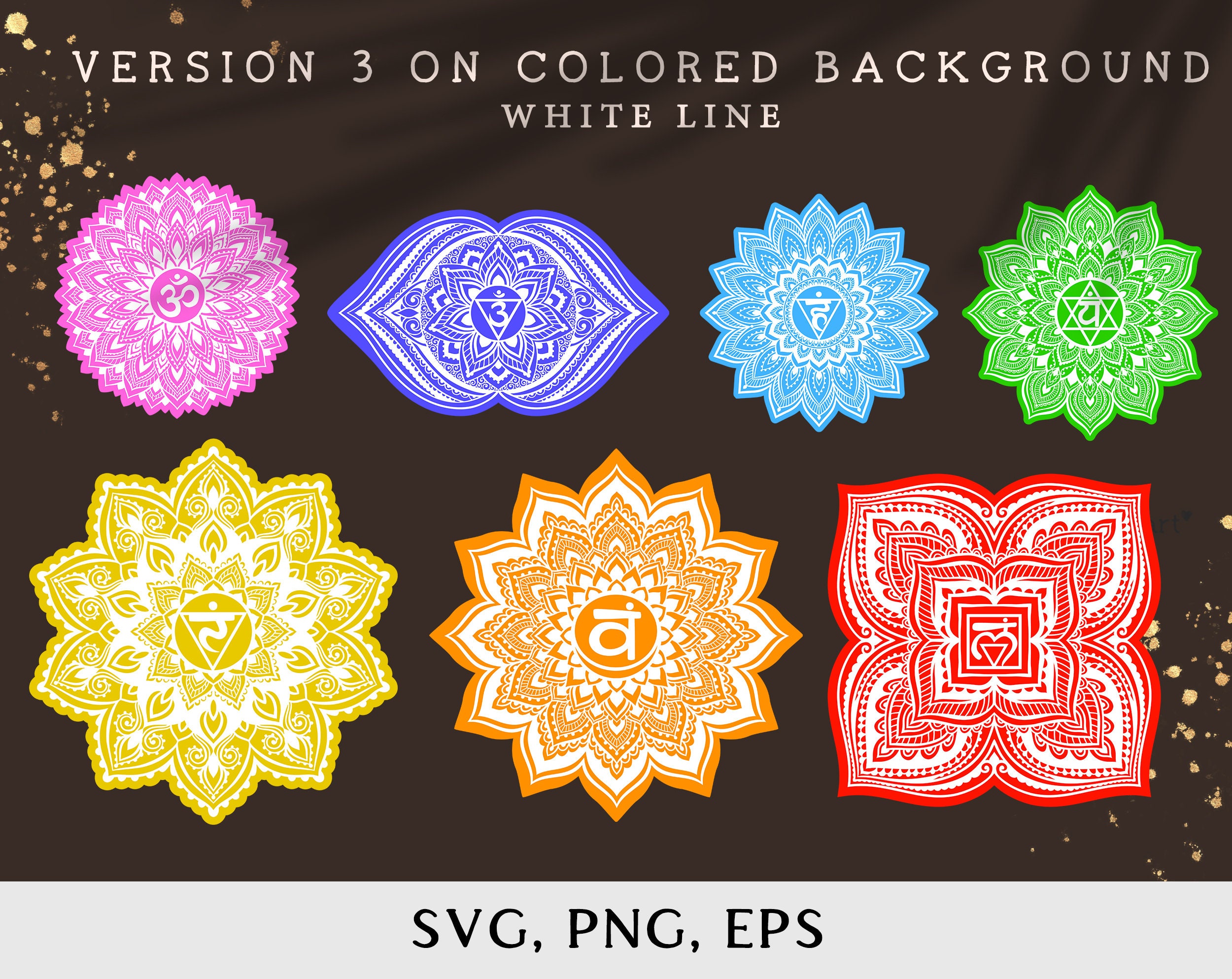 7 Chakras svg Meditation Clipart Mandala Svg chakra symbol | Etsy