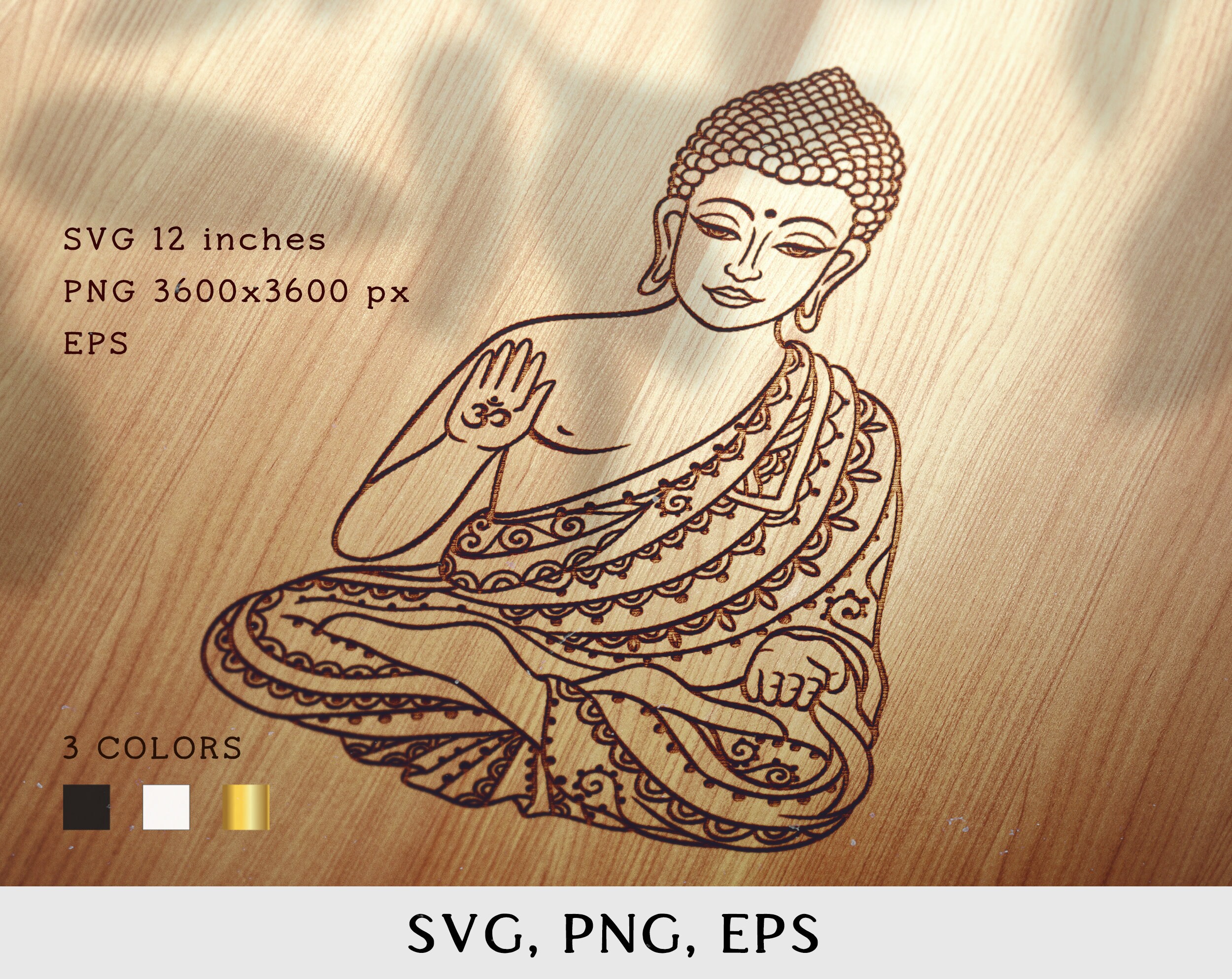 Buddha Svg, Mandala Buddha Clipart, Yoga Svg, Meditation Svg Namaste ...