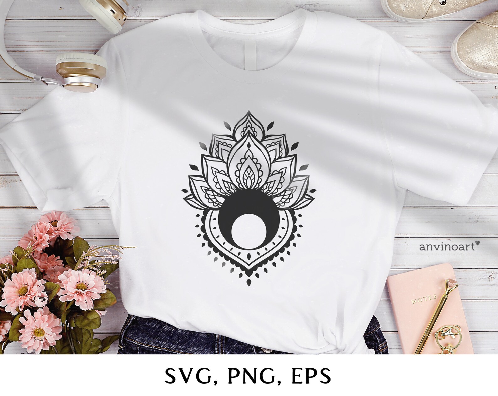 Mandala Moon Svg Mandala Svg Eye Svg Moon Png Zentangle - Etsy
