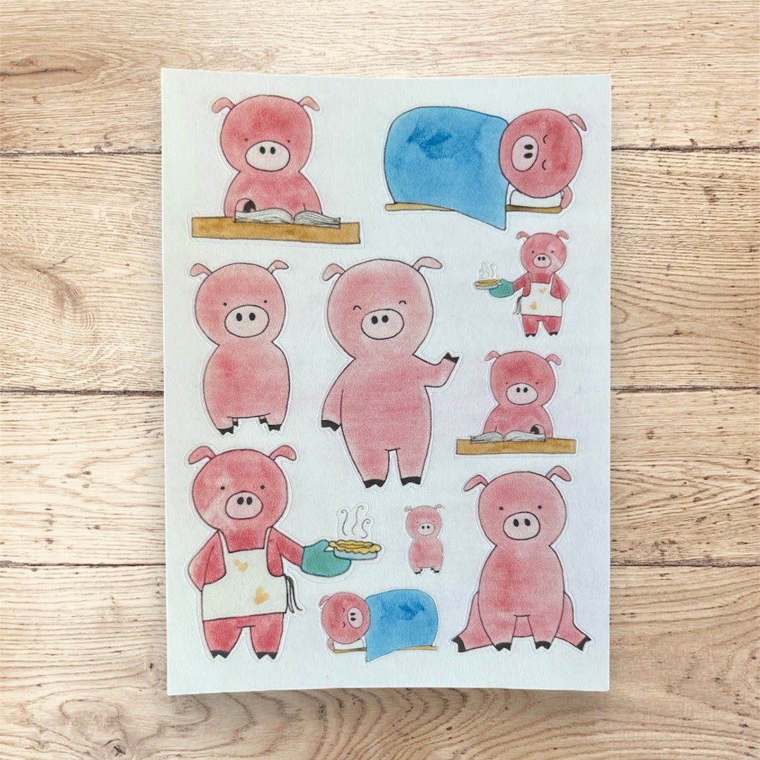 Cute Watercolor Pigs Stickers | Matte Sticker Sheet | Piggy | Piglet ...