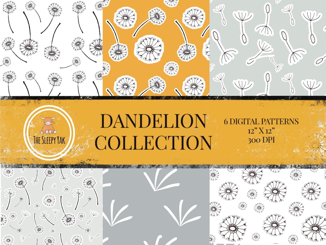 Minimalist Dandelion Digital Paper Pack | Instant Download | Set of 6 ...