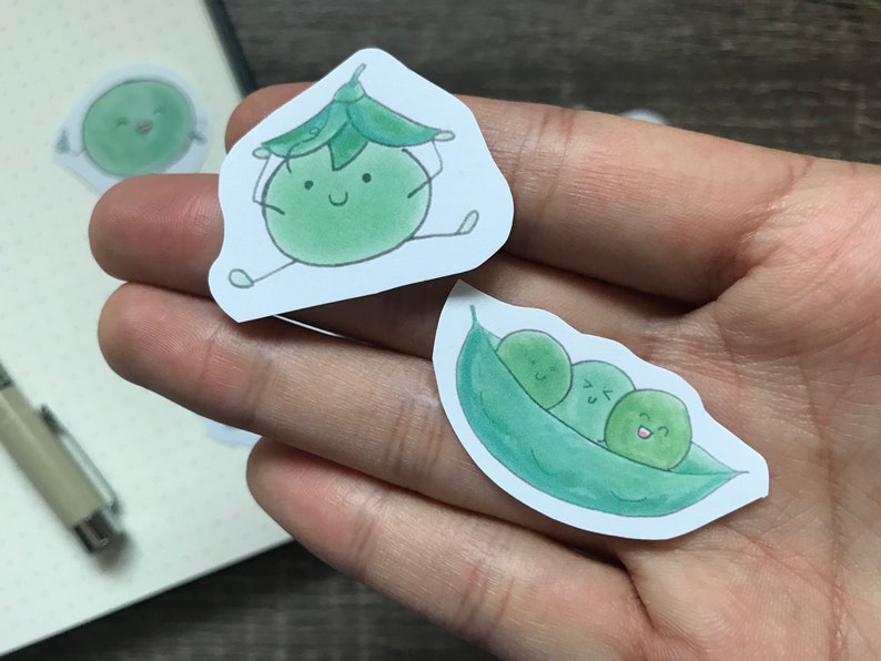 Cute Pea Stickers | Punny Watercolor Designs (digital Download) - Etsy