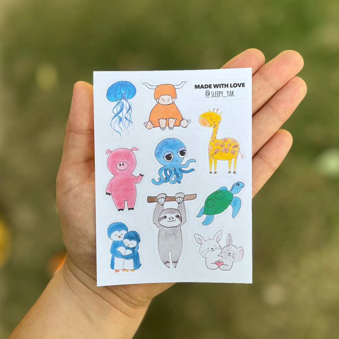 Cute Watercolor Animal Stickers Matte Stickers Yak - Etsy