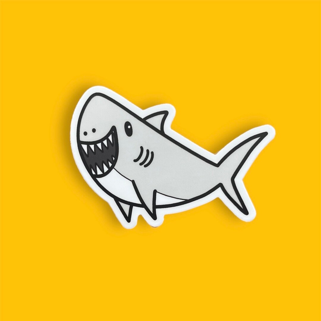 Cute Shark Sticker | Vinyl Great White Shark Stickers for Water Bottle ...