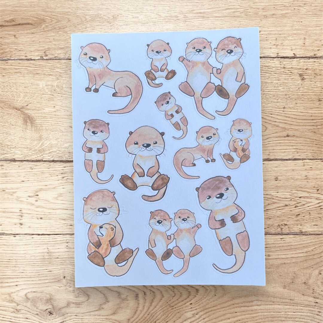 Watercolor River Otter Stickers: Matte Sticker Sheet, Otter Lover Gift ...