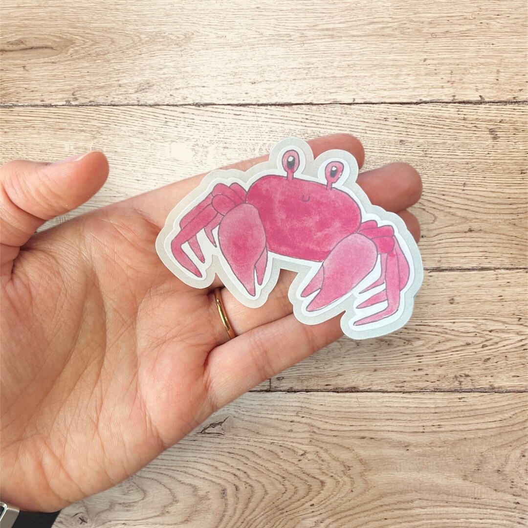Cute Red Crab Sticker | Gift for Pen Pal | Glossy Water-resistant ...