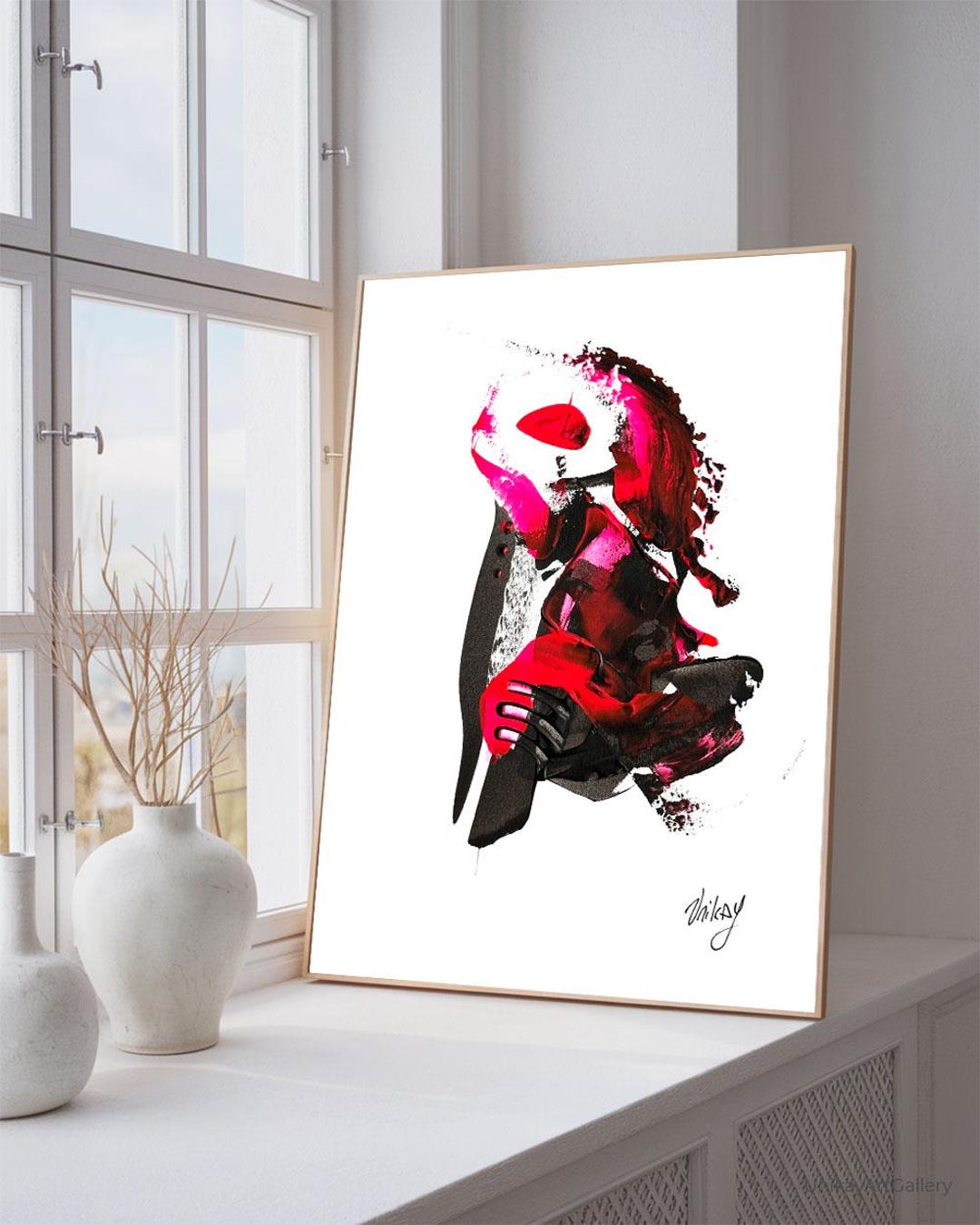 Samurai Abstract Art Print – Bold Red Wall Art, Digital Download ...