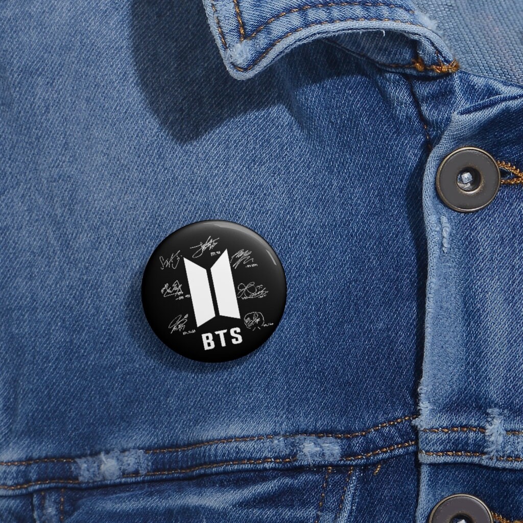 BTS pins and badges K-Pop Superstars Signature round Black | Etsy