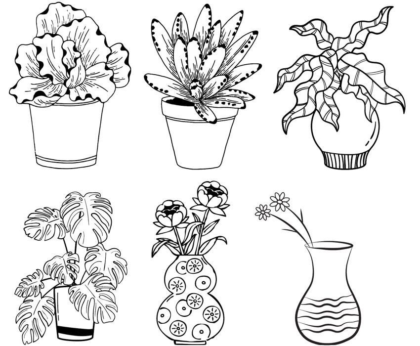 20 Plant and Flower Coloring Pages Kids and Adult Coloring Book ...