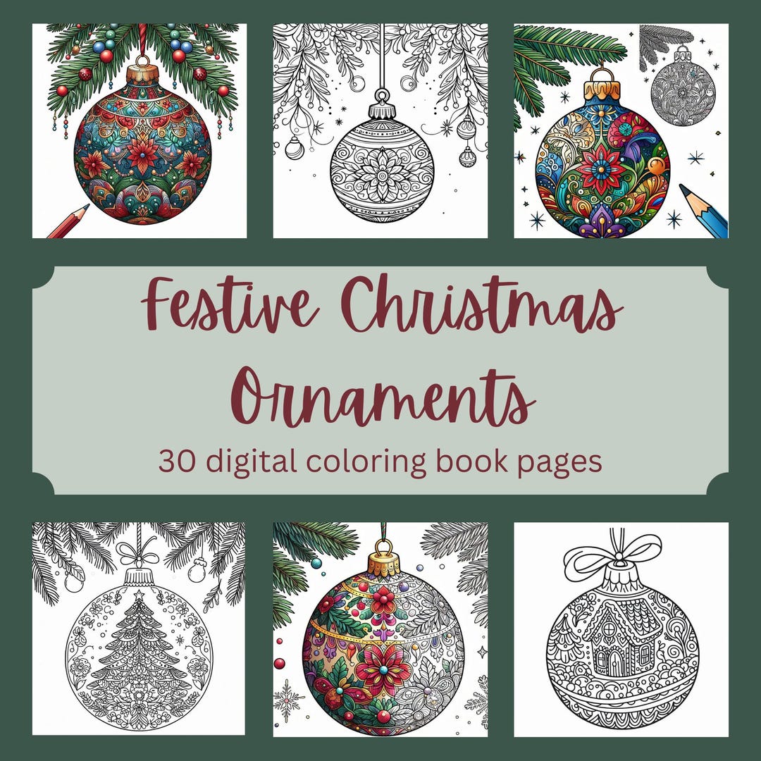 30 Christmas Tree Ornaments Coloring Pages - Kids & Adult Coloring Book ...